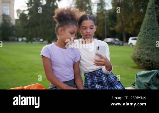 Multiethnic children little girls African American Latino schoolgirls ...