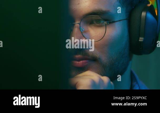 Close up Caucasian man businessman business male guy programmer hacker ...