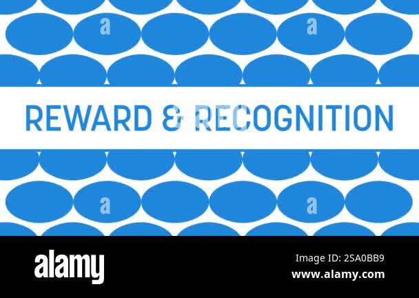 Reward And Recognition text written over animated blue geometric shapes ...