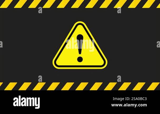 4K Yellow Warning Sign Symbol - High-Quality Safety Alert Animation ...