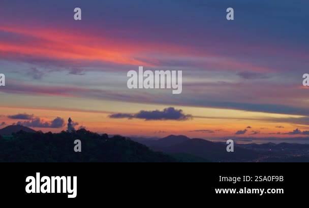 Aerial view colorful cloud in twilight above Phuket Big Buddha.aerial ...