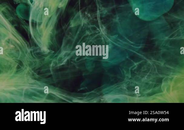 Magic haze. Paint splash. Green color ink water swirl smoke cloud ...