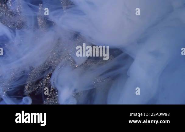 Glitter mist. Snowflake background. Blue color paint water smoke cloud ...
