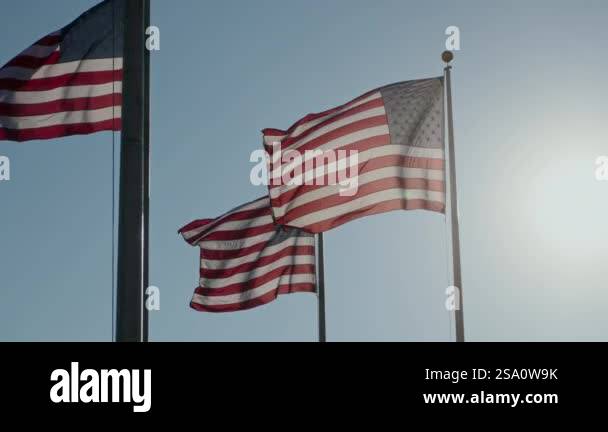 A magnificent and stunning array of American flags is waving proudly ...
