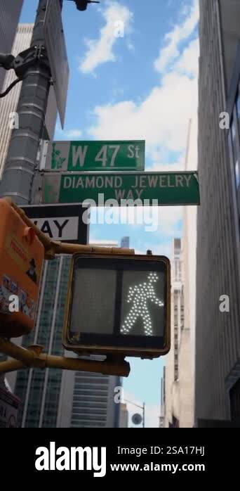 NEW YORK, USA - MAY 30, 2024: A street sign showing W 47th Street and ...