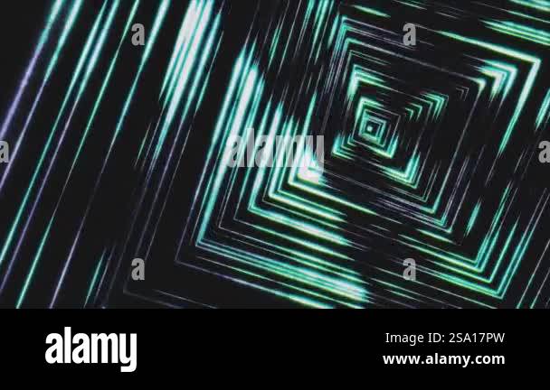 3D animation of geometric cube shape, multi-level tunnel with immersive ...