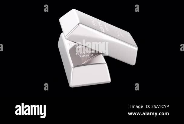 Rhodium ingots rotation animation, seamlessly loopable. 3D rendering ...