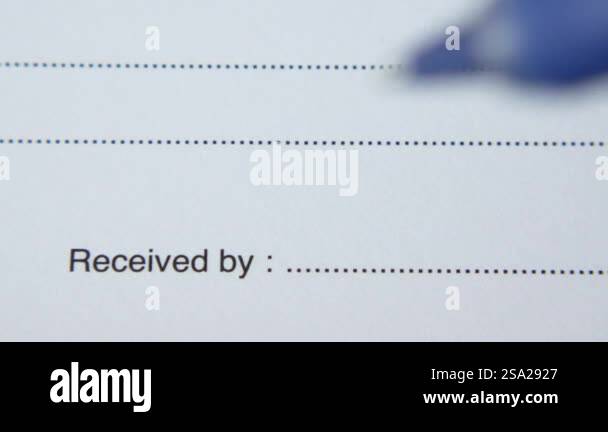 There is an empty section designated for Received by on a standard ...