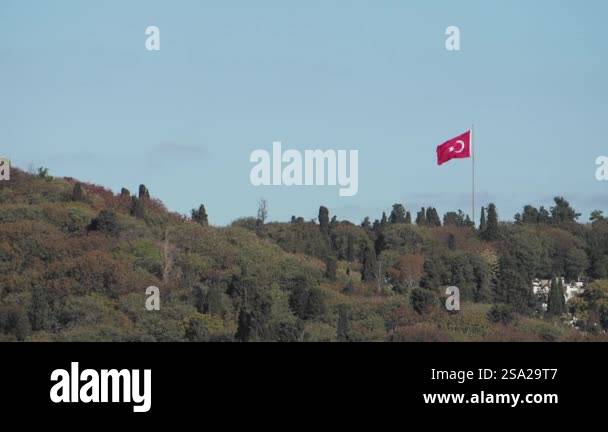 Behold a stunning view showcasing the vibrant Turkish flag set against ...