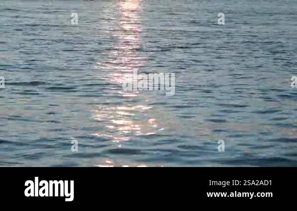 Gentle waves shimmer as sunlight dances on the waters surface, creating ...