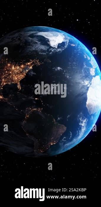 Planet earth 3D orbital animation with realistic geography surface and ...