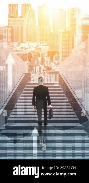 Loopable video of business growth potential concept with virtual ...