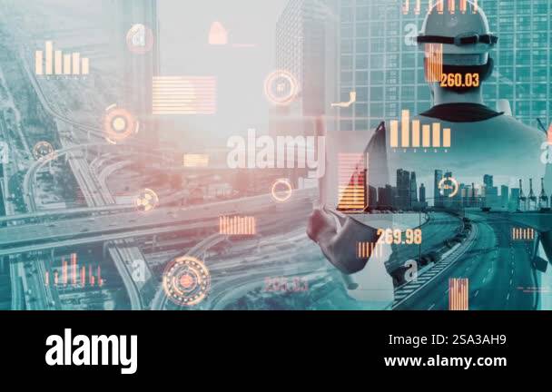 Future building construction and inventive engineering project concept ...