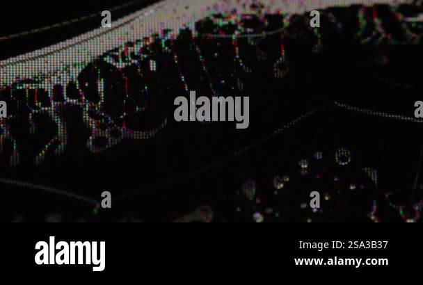 Distorted monitor. Matrix deformation. Black liquid blur air bubbles ...