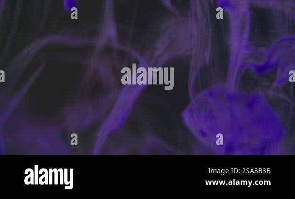 Blur color smoke. Ink water splash. Blue purple blinking fluid cloudy ...