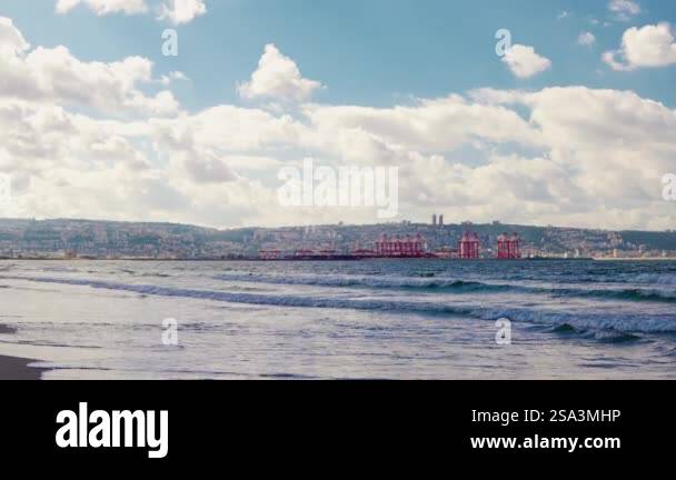 Haifa. Israel. Panoramic view of Haifa Bay, Panorama of Haifa and Mount ...