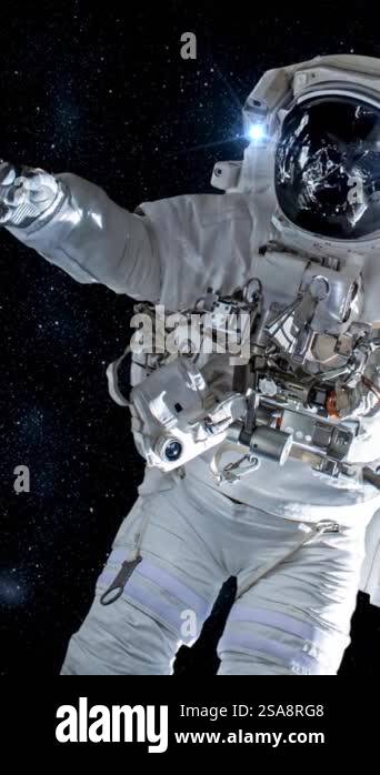 Astronaut spaceman do spacewalk while working for spaceflight mission ...