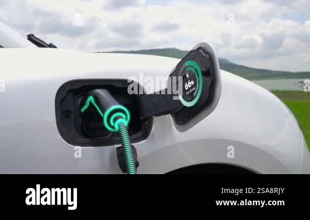 Electric car plug in with charging station, recharge battery by EV ...