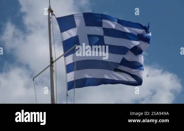 Greece Flag Loop. Realistic flag of the Greece. Greek Flag waving in ...