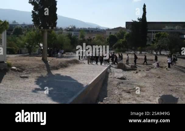 Theater of dionysos Athens Acropolis Slopes in Background. sign with an ...