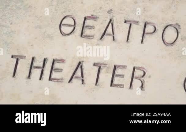 Theater of dionysos Athens Acropolis Slopes in Background. sign with an ...