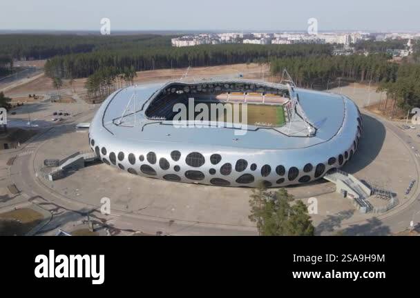 Borisov arena stadium from above. Slow movement from top to bottom High ...