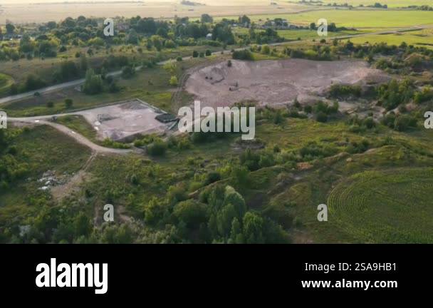 Birds-eye view over a garbage landfill. High quality 4k footage Stock ...