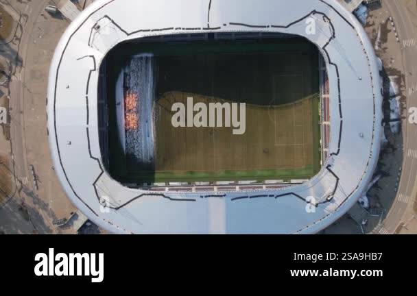 Borisov arena stadium from above. Slow movement from top to bottom High ...