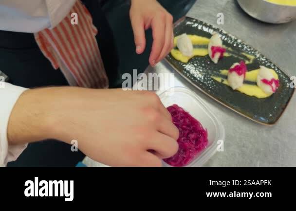 Plating Starter With Cod Foam Fish And Potato Puree Base With ...