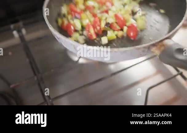 Chef cooking Italian fish food in his house indoor Stock Video Footage ...