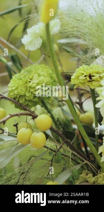 A beautiful and vibrant array of green flowers adorned with delicate ...