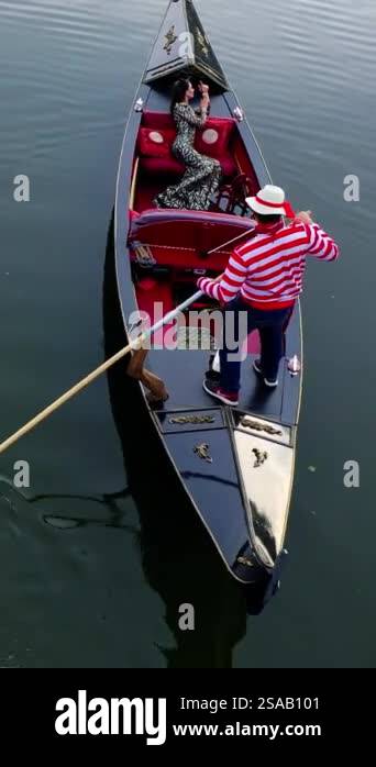Beautiful view of traditional Gondola. Gondola service tourist people ...