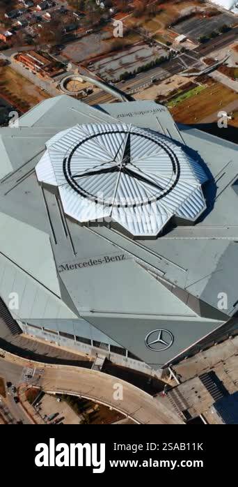 Flying round the stunning building of Mercedes-Benz Stadium in Atlanta ...