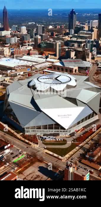 Modern futuristic building of Mercedes-Benz Stadium in the urban ...