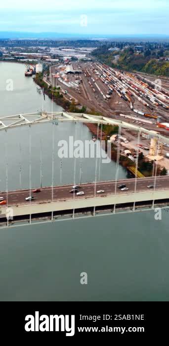 American urban downtown landmark. Portland summer city aerial view ...