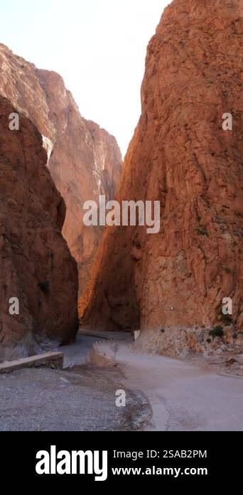The Todra Gorge, canyon in South Morocco. Nature background footage ...