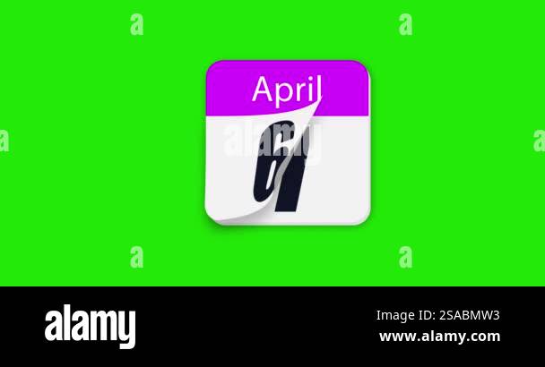 Calendar for April on green background, flipping through the days of ...
