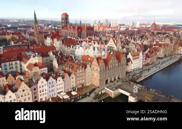 aerial view of gdansk historical center on sunny day in winter Stock ...