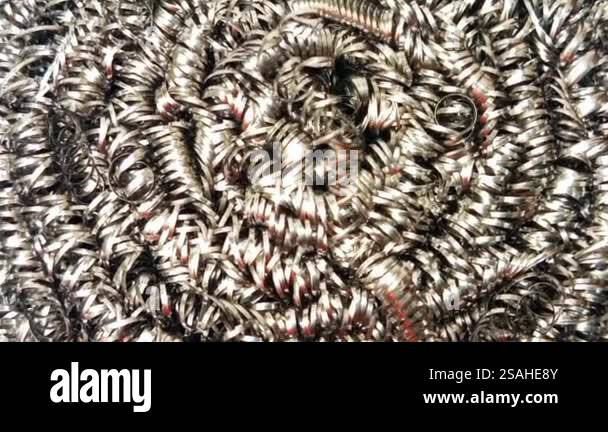 Stainless steel scrubber, metal pot sponge rotating background, micro ...