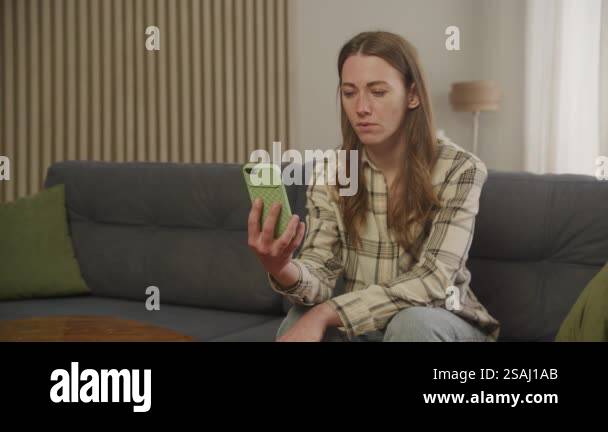 Sad Caucasian Women is Talking on Smartphone, Upset Female Chatting on ...