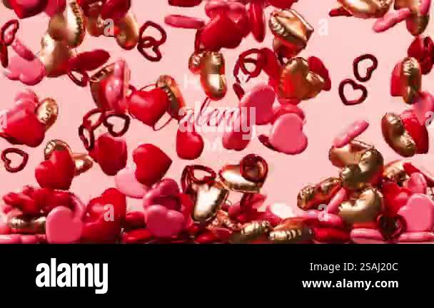 Happy Valentines Day looping animation for greeting video with ...