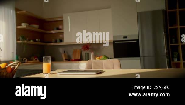 Interior of modern spacious kitchen. 360 degree rotation view of cozy ...