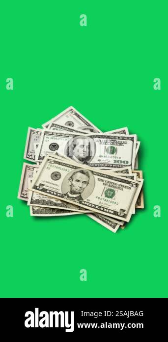Dollar Bills Green Screen. Rain Effects. 3D Animation Money Rain ...