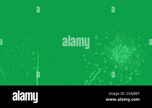 White Fire Work Effects New Work Night Party On Green Screen Bg., White ...