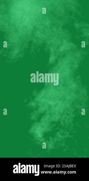Wispy White Smoke Blowing with Green Screen Background. vertical ...