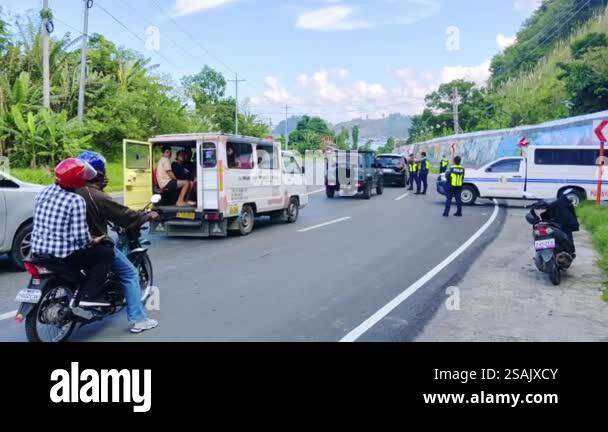 Surigao del Norte, Philippines - 02-09-2025. Surigao Del Norte police officers carry out random ...
