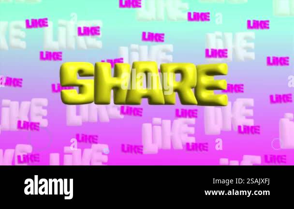 like share subscribe 3d inflated text animation background for social ...