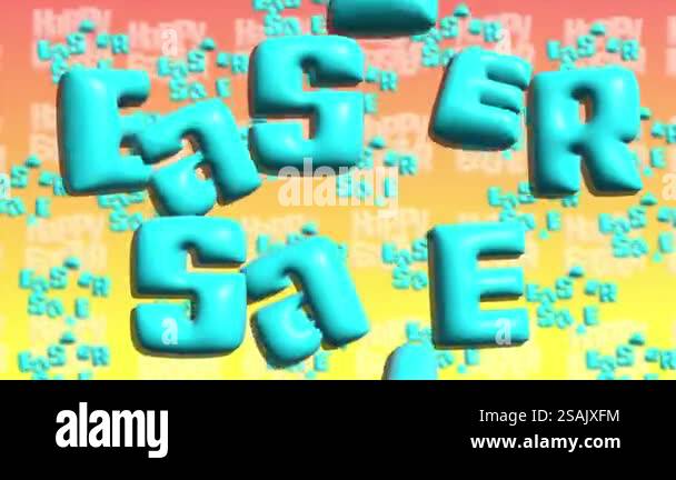 Easter Sale 3d inflated text in blue colorful background display for ...