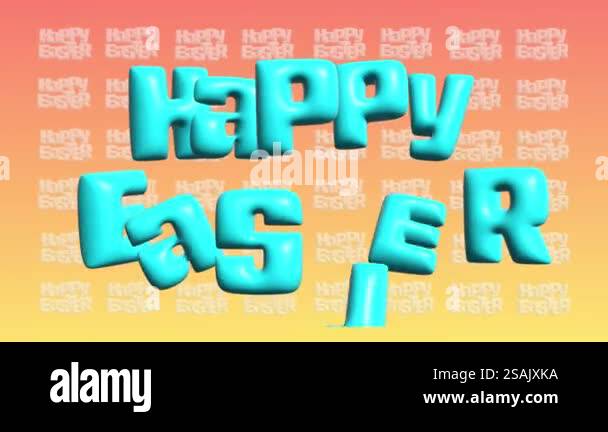 happy easter 3d inflated text greating card animation colorfull ...