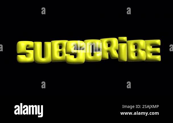 subscribe inflated text overlay isolated alpha channel in yellow 3d ...